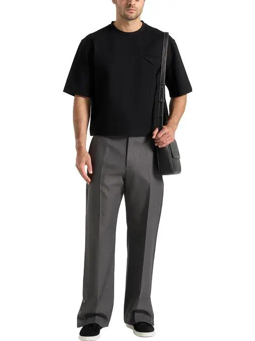 Manière De Voir Boris Wide Leg Tailored Trousers With Button Cuff - Grey