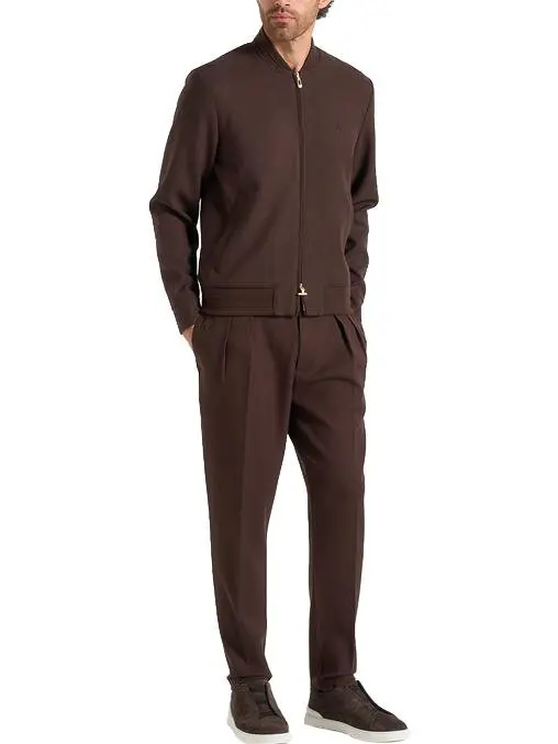Manière De Voir Tailored Wool Blend Bomber Jacket - Brown