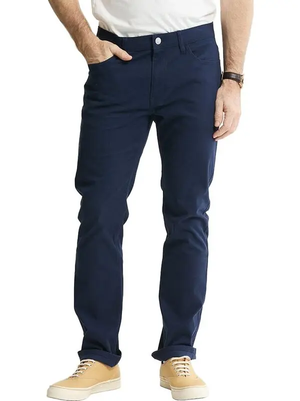 JACHS Cotton Silk Blend Stretch 5-pocket Pants - Navy