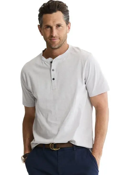 JACHS Luxe Knit Short Sleeve Henley Shirt - Stone