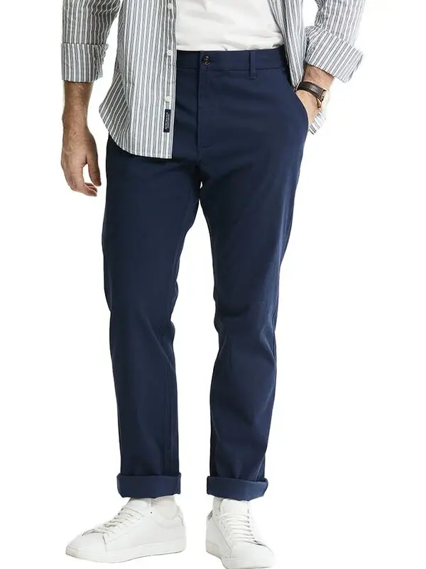 JACHS Cotton Silk Blend Stretch Chino Pants - Navy