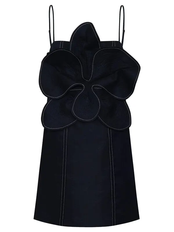 ANDRES OTALORA Embellished Linen Mini Dress - Navy