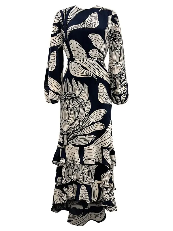 ANDRES OTALORA Un Romance Printed Crepe De Chine Maxi Dress - Print