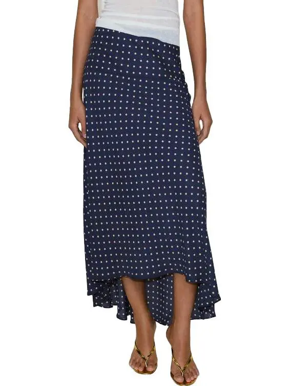 Mango Polka Dot High-low Skirt - Navy