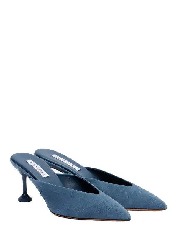 AQUAZZURA Bisous Suede Mule - Blue