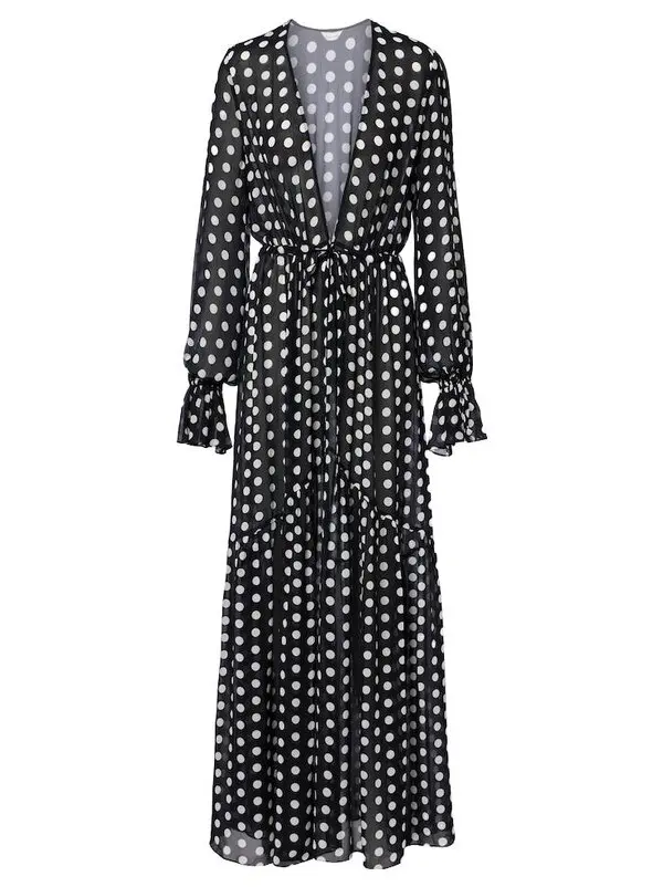 ALEXANDRA MIRO Clementine Polka-dot Maxi Dress - Black