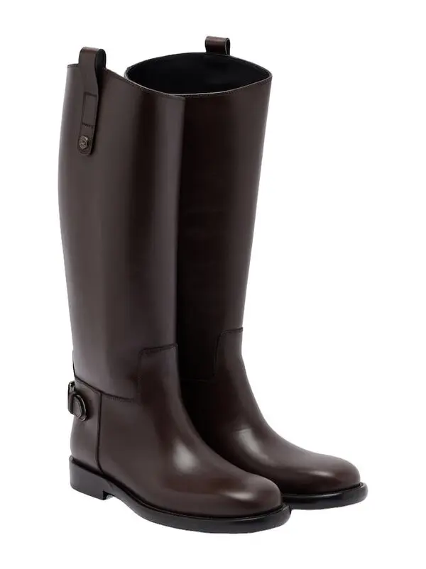 Burberry Cavalier Leather Knee-high Boots - Brown