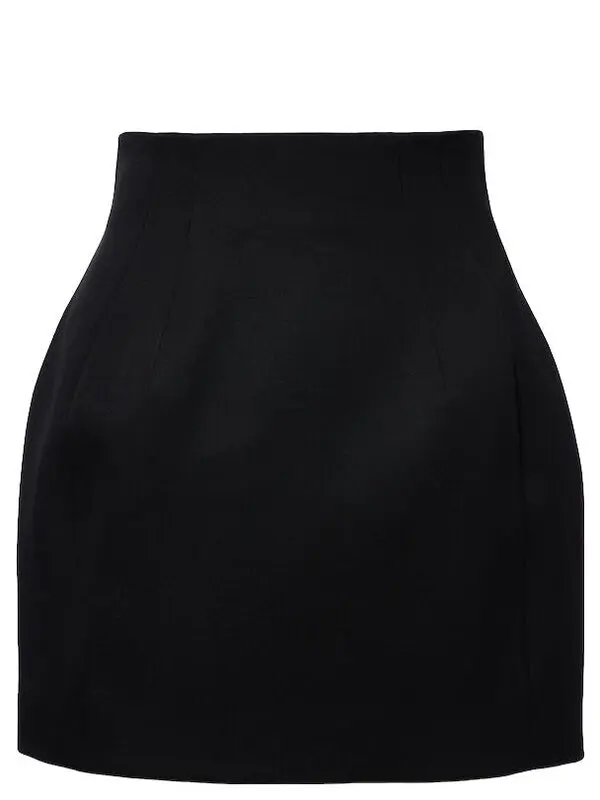 MUGLER High-rise Wool Miniskirt - Black