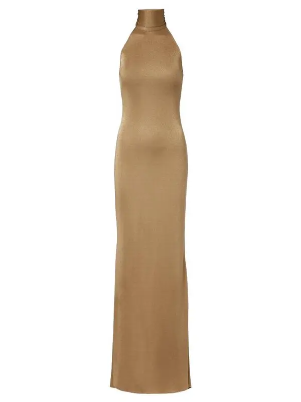 Ralph Lauren Kelsie Halterneck Gown - Gold