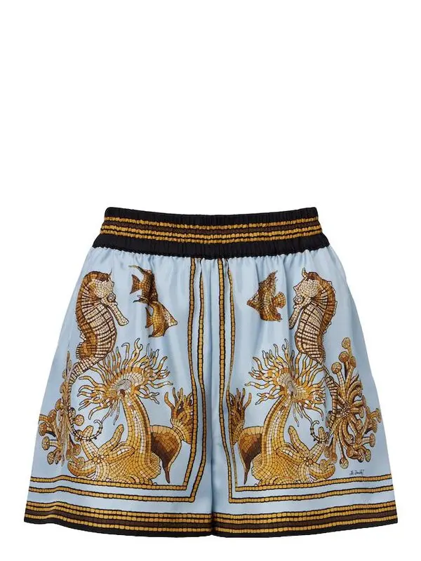 La DoubleJ Pull-on Printed Silk Twill Shorts - Multicoloured
