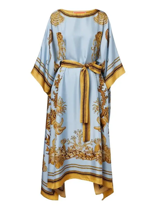 La DoubleJ Square Printed Silk Twill Kaftan - Multicoloured