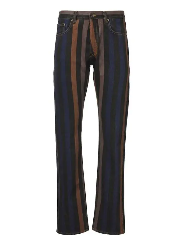 Versace Striped Straight Leg Jeans - Multicoloured