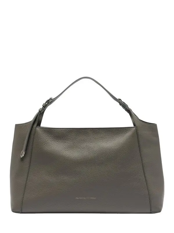 Brunello Cucinelli Medium Leather Tote Bag - Grey