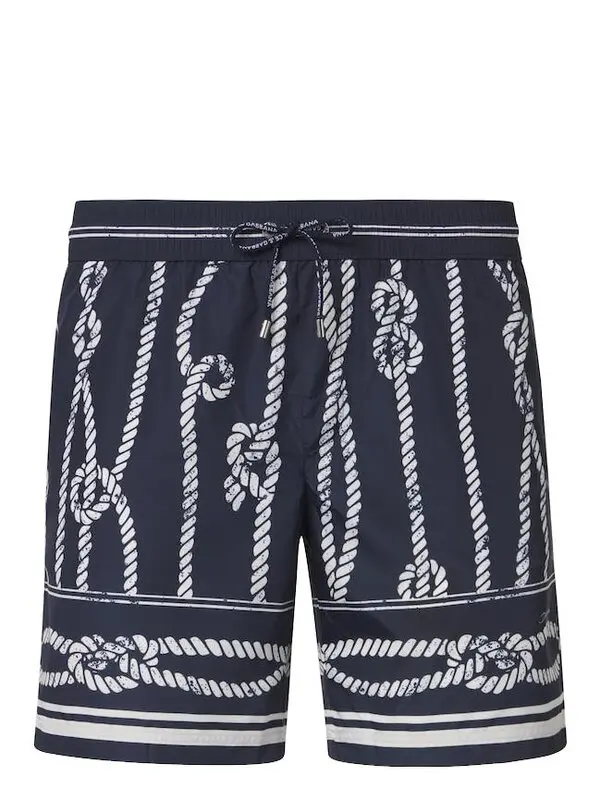 Dolce & Gabbana Printed Swim Trunks - Blue