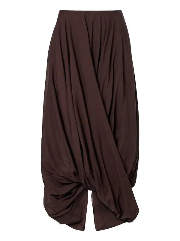 TOTEME Cotton-blend Jersey Midi Skirt - Brown