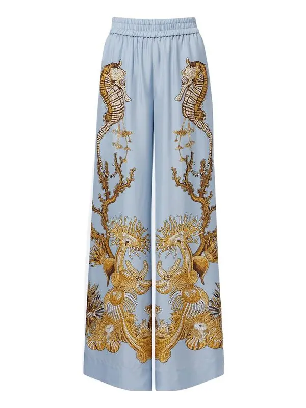 La DoubleJ Printed Silk Twill Palazzo Pants - Multicoloured