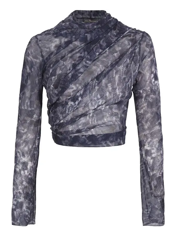 CORTANA Meena Silk Printed Wrap Jacket - Blue