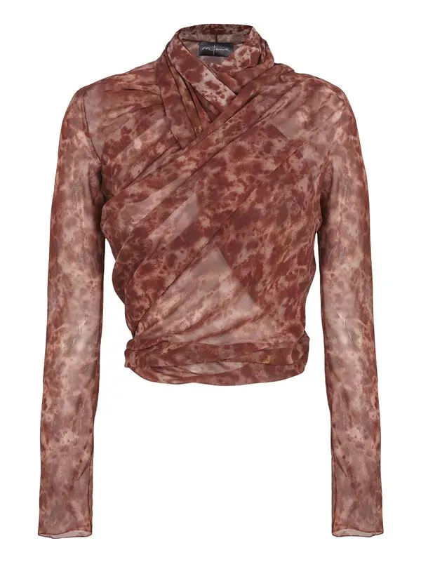 CORTANA Meena Silk Printed Wrap Jacket - Red