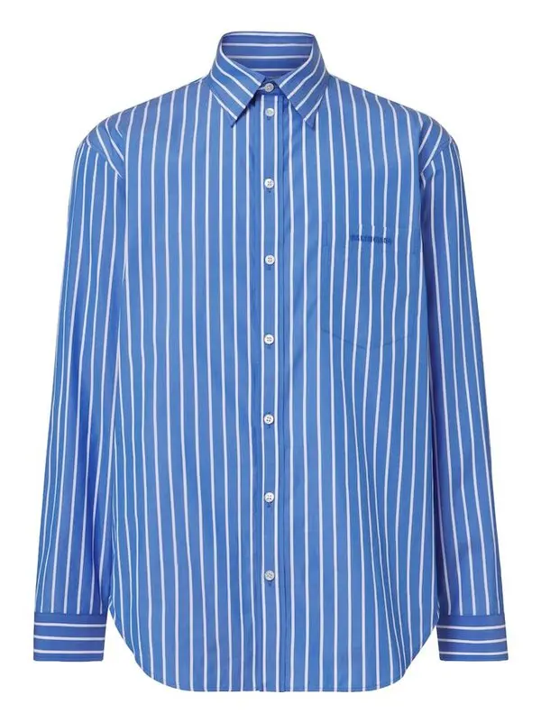 Balenciaga Striped Cotton Poplin Shirt - Blue