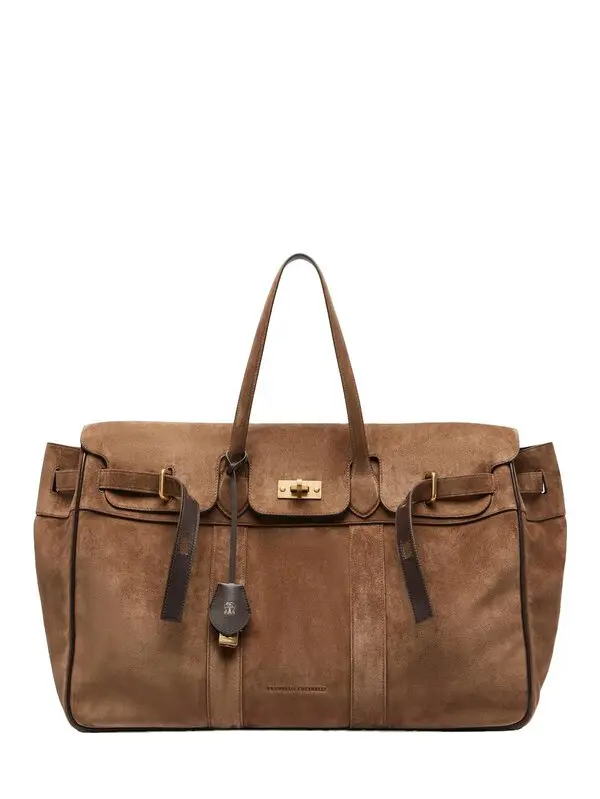 Brunello Cucinelli Large Suede Tote Bag - Brown