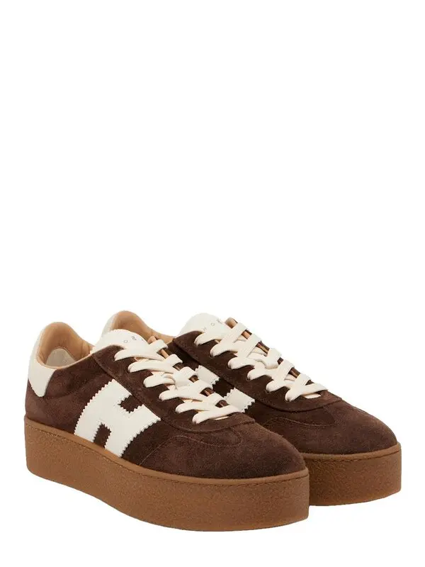 Hogan Suede Platform Sneakers With Round Toe - Brown
