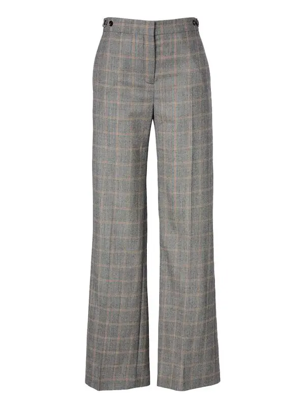 Stella McCartney Checked Wool Wide-leg Pants - Grey