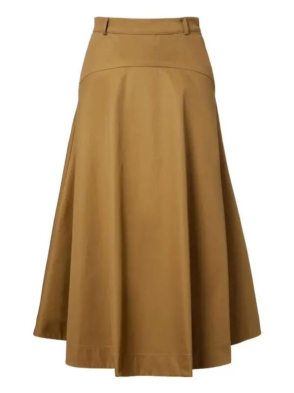 Balenciaga Cotton Twill Midi Skirt - Brown