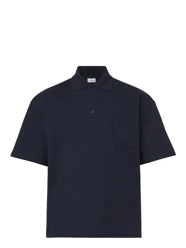 Saint Laurent Cassandre Cotton Polo Shirt - Blue