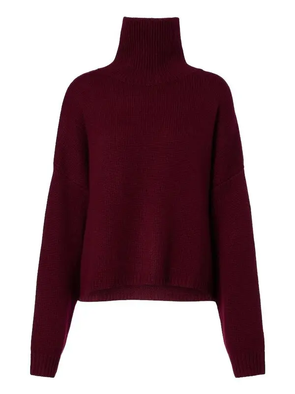 LISA YANG Zerlina Cashmere High Neck Sweater - Burgundy