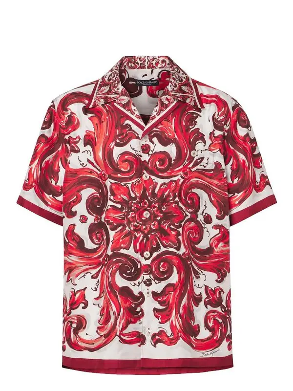 Dolce & Gabbana Majolica Silk Twill Shirt - Red