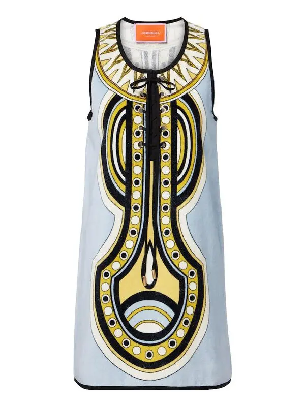 La DoubleJ Totem Printed Cotton Mini Dress - Multicoloured