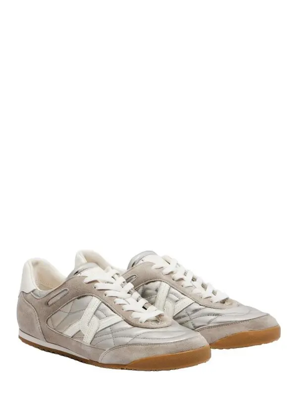 Veronica Beard Quilted Suede-trimmed Leather Sneakers - Silver