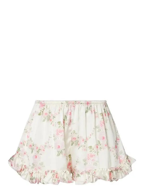 Simone Rocha Cream Floral Ruffle Shorts - Beige