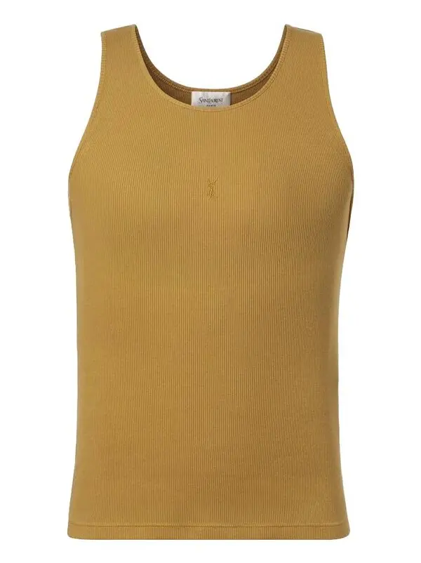 Saint Laurent Cassandre Cotton Tank Top - Beige
