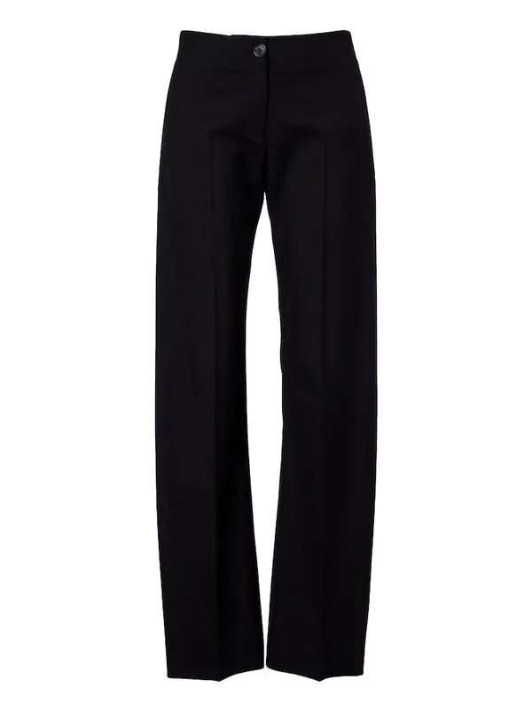 Khaite Mita Virgin Wool Straight Leg Pants In Ivory Glow - Black