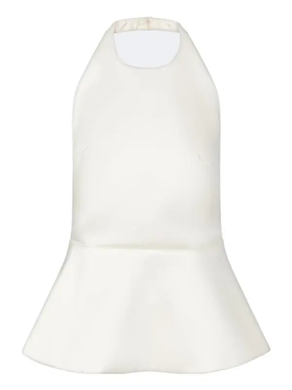 RÓHE Peplum Halterneck Top - White