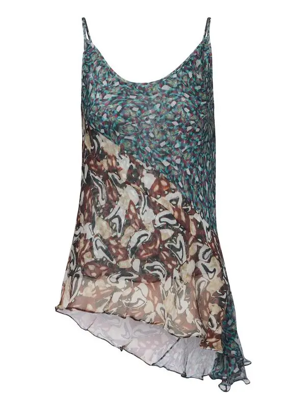 Dries Van Noten Printed Asymmetrical Draped Top - Multicoloured