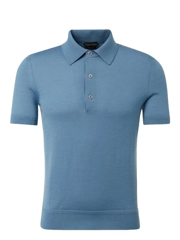 TOM FORD Cashmere And Silk Polo Sweater - Blue