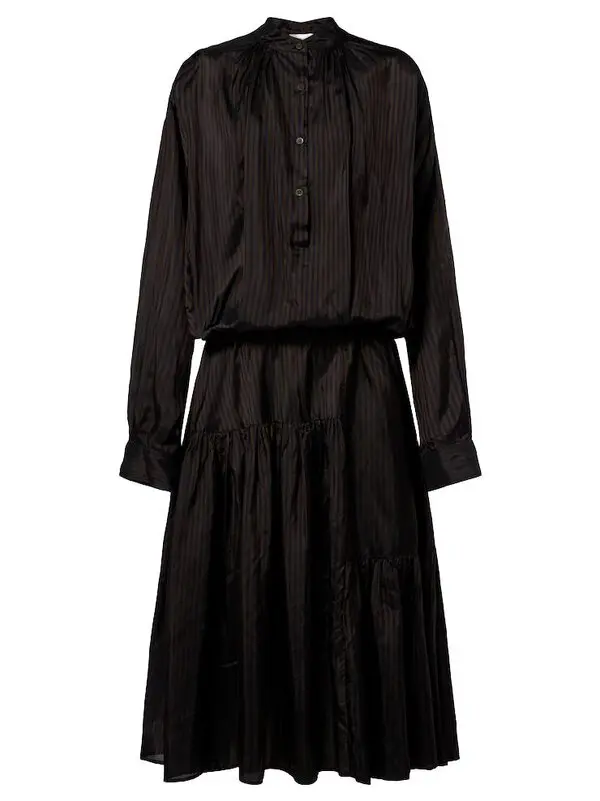 Dries Van Noten Striped Midi Dress - Brown
