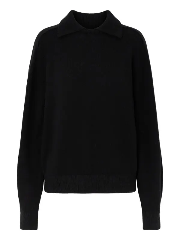 Khaite Jackson Long-sleeved Knitted Polo Shirt - Black