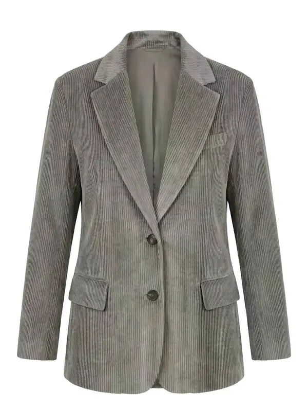 Brunello Cucinelli Single-breasted Corduroy Blazer - Grey