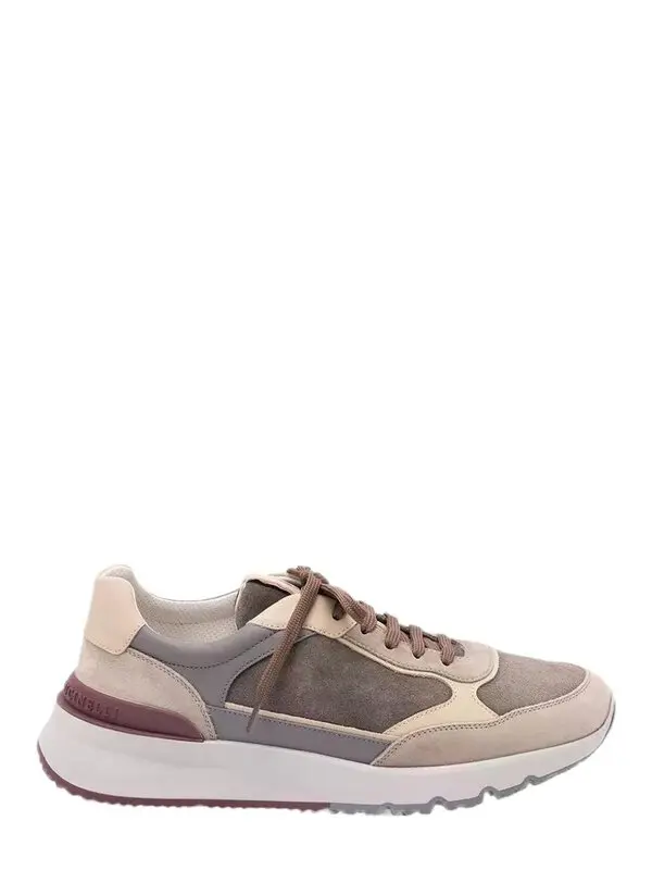 Brunello Cucinelli Panelled Leather Sneakers - Brown