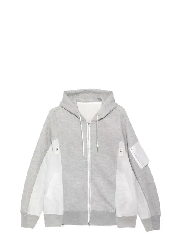 Sacai Panelled Zip-up Hoodie - Grey