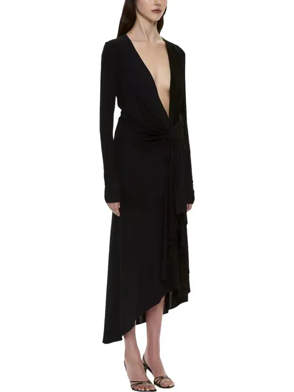 Christopher Esber Spire Plunging Knotted Dress - Black