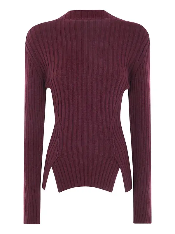 Victoria Beckham Ribbed Merino Wool & Cashmere Crew Neck Sweater - Black
