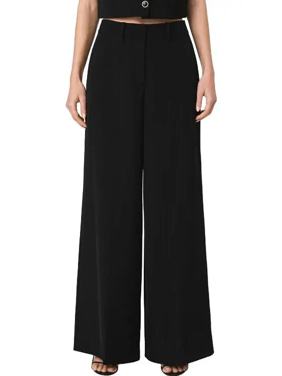 French Connection Harry High Waist Wide Leg Suit Pants - Black
