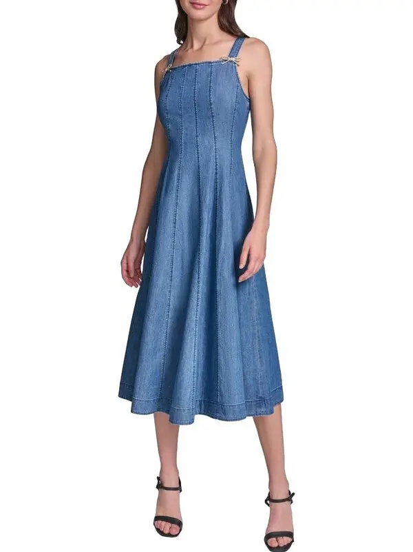 Karl Lagerfeld Paris Fit & Flare Midi Dress - Chambray