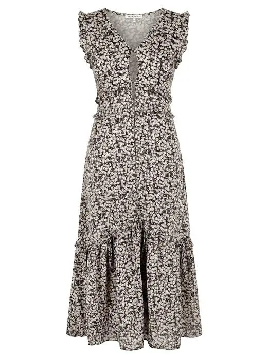 BRUNNA.CO Floral Print Cotton Midi Dress - Black