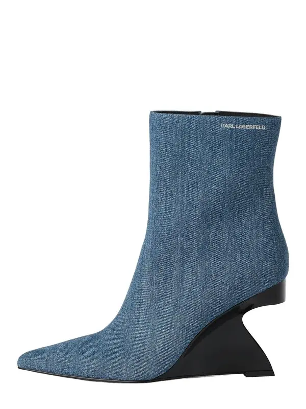 Karl Lagerfeld Waverely Denim Midi Boots - Denim Blue