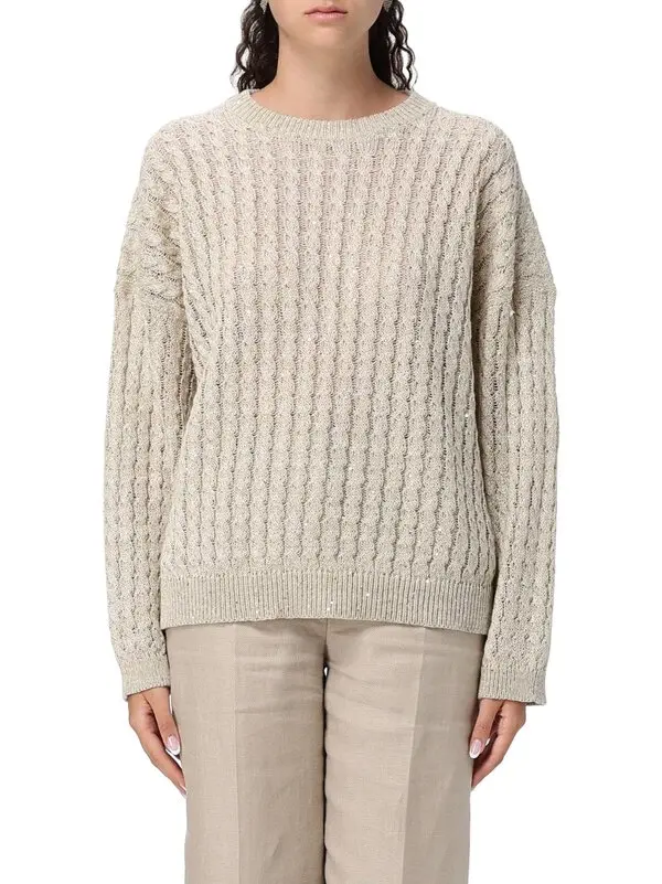 Brunello Cucinelli Dazzling Cable Open-knit Linen Crew-neck Jumper - Beige